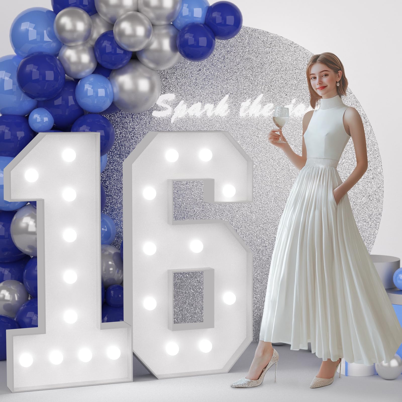 JoyMuse 4FT 16 Marquee Numbers, Large Light Up Numbers 16 for 16th ...