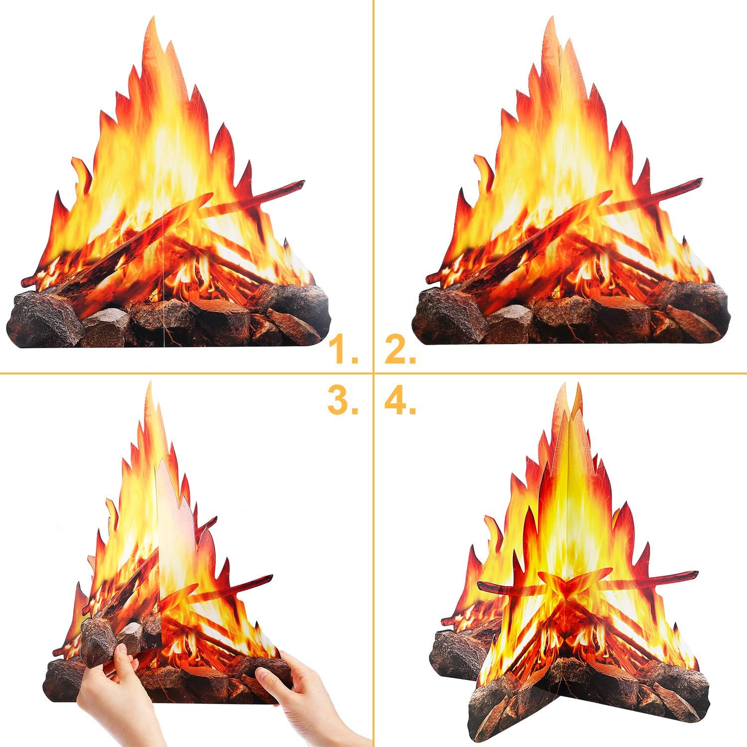 12 Inch Tall Artificial Fire Fake Flame Paper 3D Decorative Cardboard ...