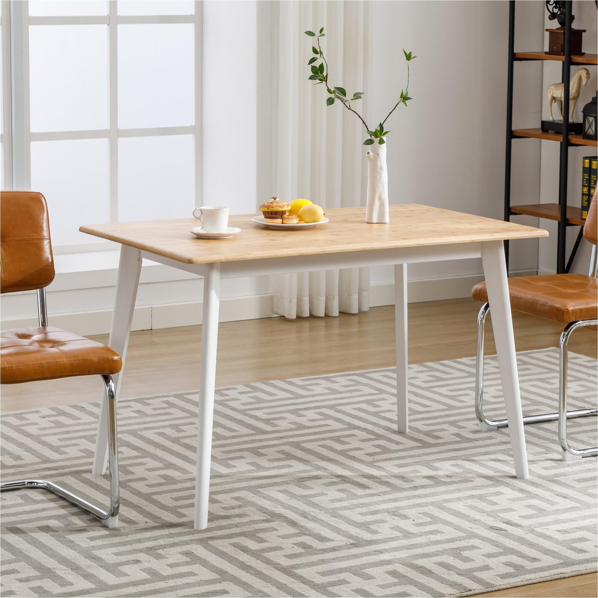 Forevich Dining Table Rectangular Kitchen Dining Room 100% Solid Bamboo ...
