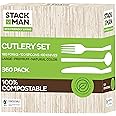 Amazon.com: Stack Man 100% Compostable Plastic Silverware, Large ...