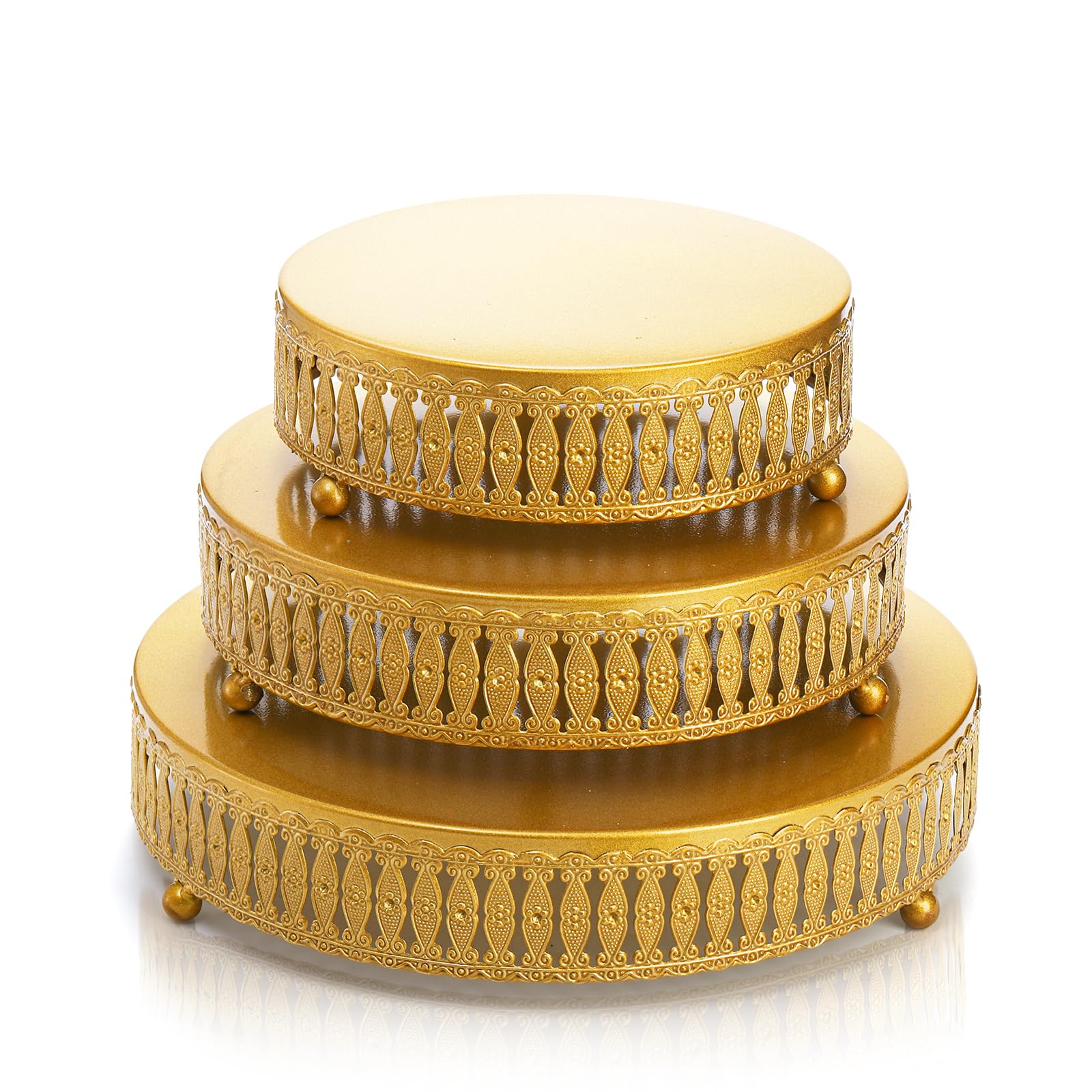 Goaste 3 Pack Cake Stand Set, Round Metal Cake Stands, Dessert Cupcake ...