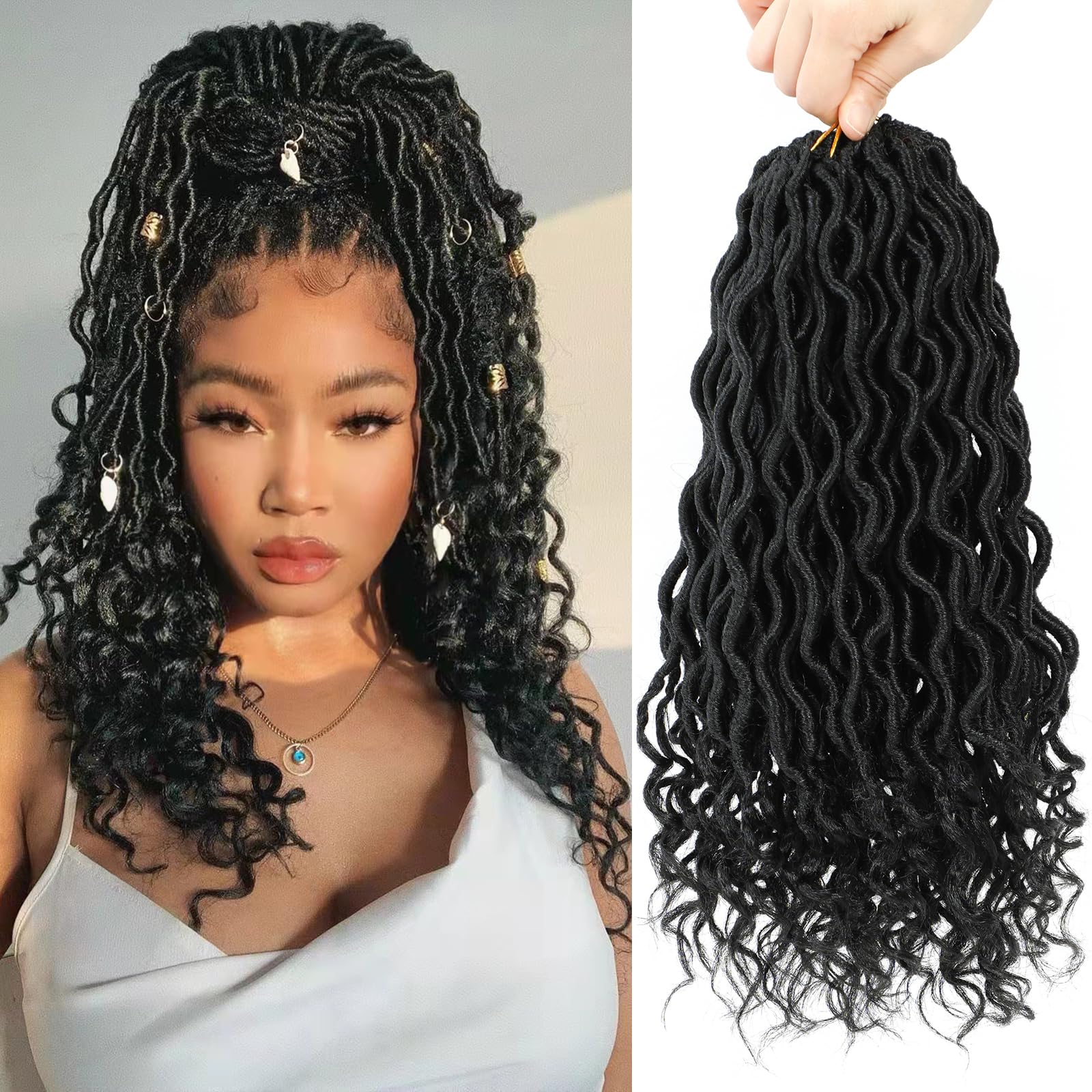 Goddess Locs Crochet Hair 14 Inch 6 Packs Pre Looped Goddess Faux Locs ...