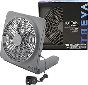 Amazon.com: Treva 10-Inch Portable Desktop Air Circulation Battery Fan ...