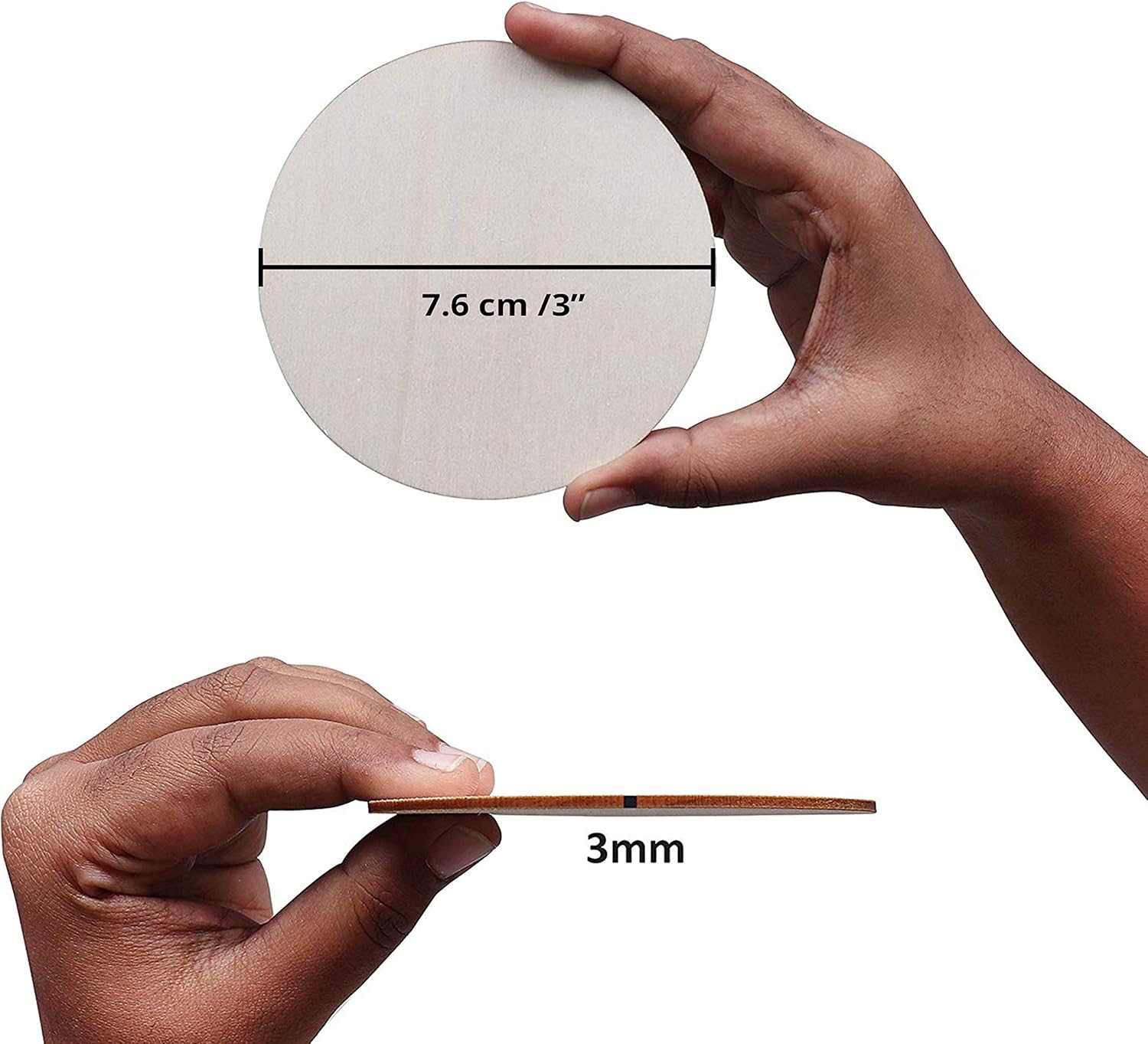 Belle Vous Wooden Discs (50 Pack) – 3″ / 7.6cm Unfinished Round Wood ...
