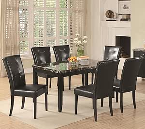Amazon.com | 7 Piece Parson Dining Set Anisa Collection Coaster Black ...