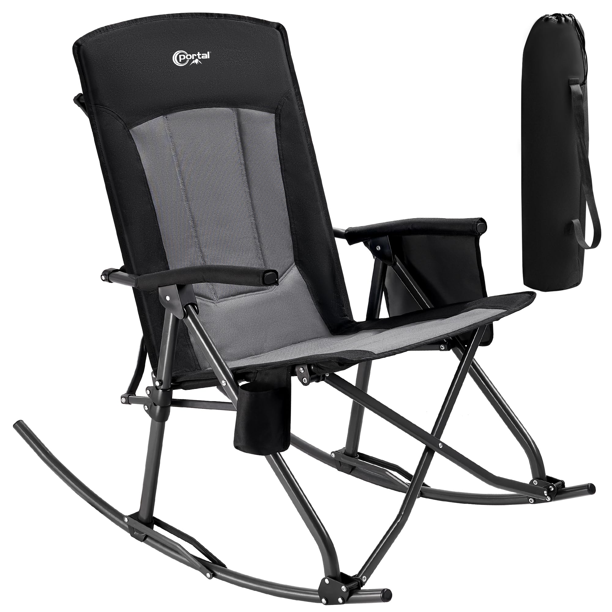 PORTAL Oversized Folding Rocking Camping Chair High Back Outdoor Rocker ...