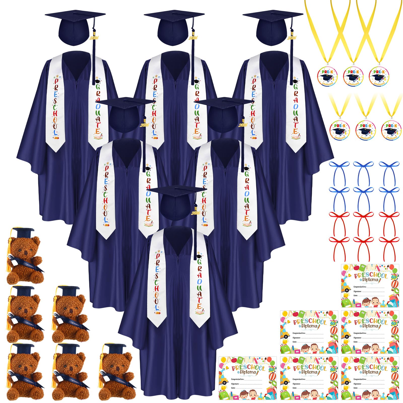 Cozypower 60 Pcs Preschool Kindergarten Graduation Cap and Gown with ...