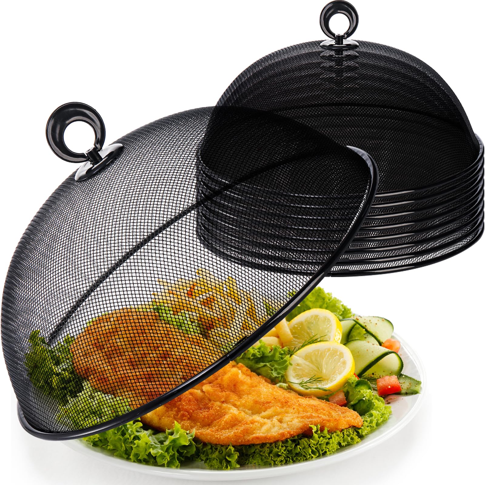 WUWEOT 8 Pack Metal Mesh Food Cover, 10.8 Inch Outdoor Picnic Plate ...