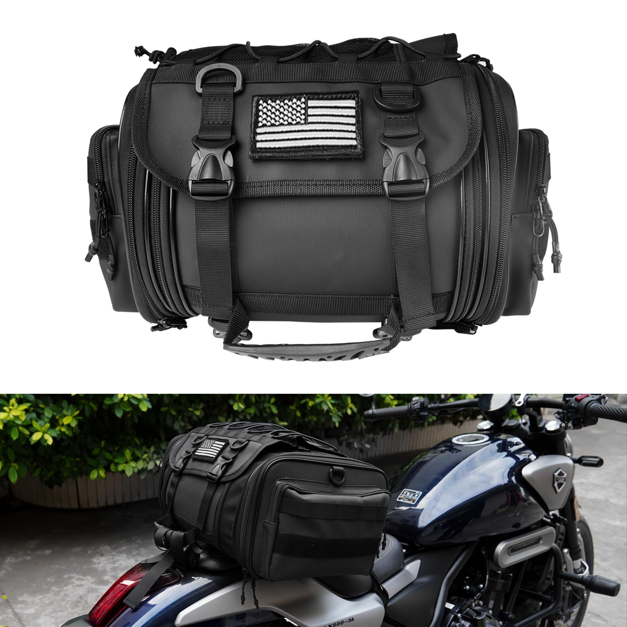 Mua Riasdy Motorcycle Tail Bag, Waterproof 29L Expandable Large ...