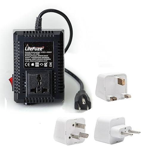LiteFuze LC300 Plugs 300W Step Up/Down Travel Voltage Converter with ...