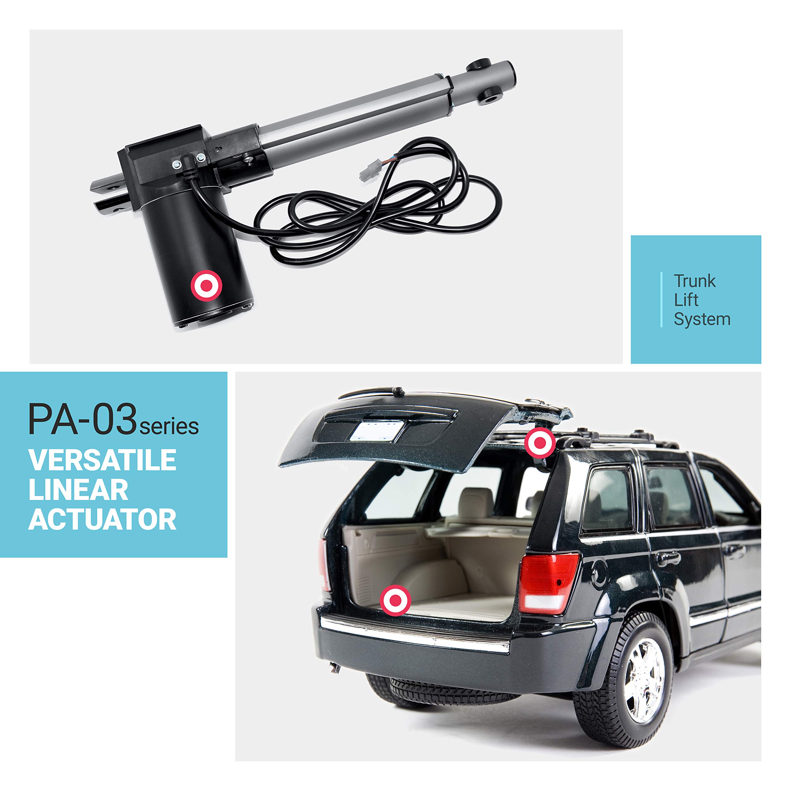 850 lbs. / 2 in. 12V High Force Linear Actuator |IP 65 Protection for ...