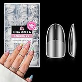 Amazon.com: UNA GELLA Almond Nail Tips, 15 Sizes Pre-buff Inner & Full ...