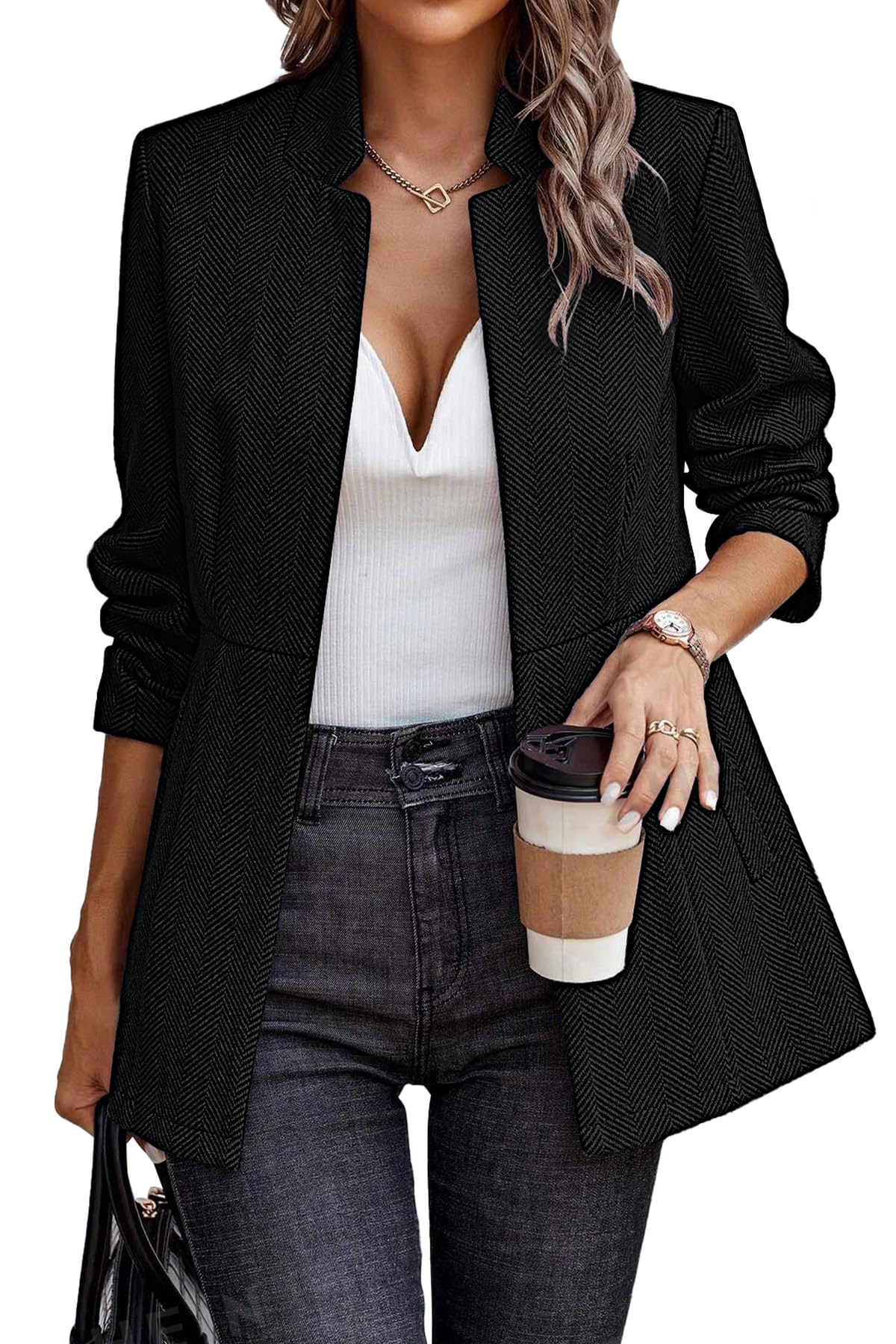ELLEVEN Blazers for Women Business Casual Open Front Suit Jacket ...