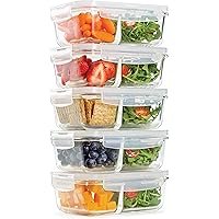 Fit & Fresh Divided Glass Containers, 5-Pack, Two Compartments, Set of ...