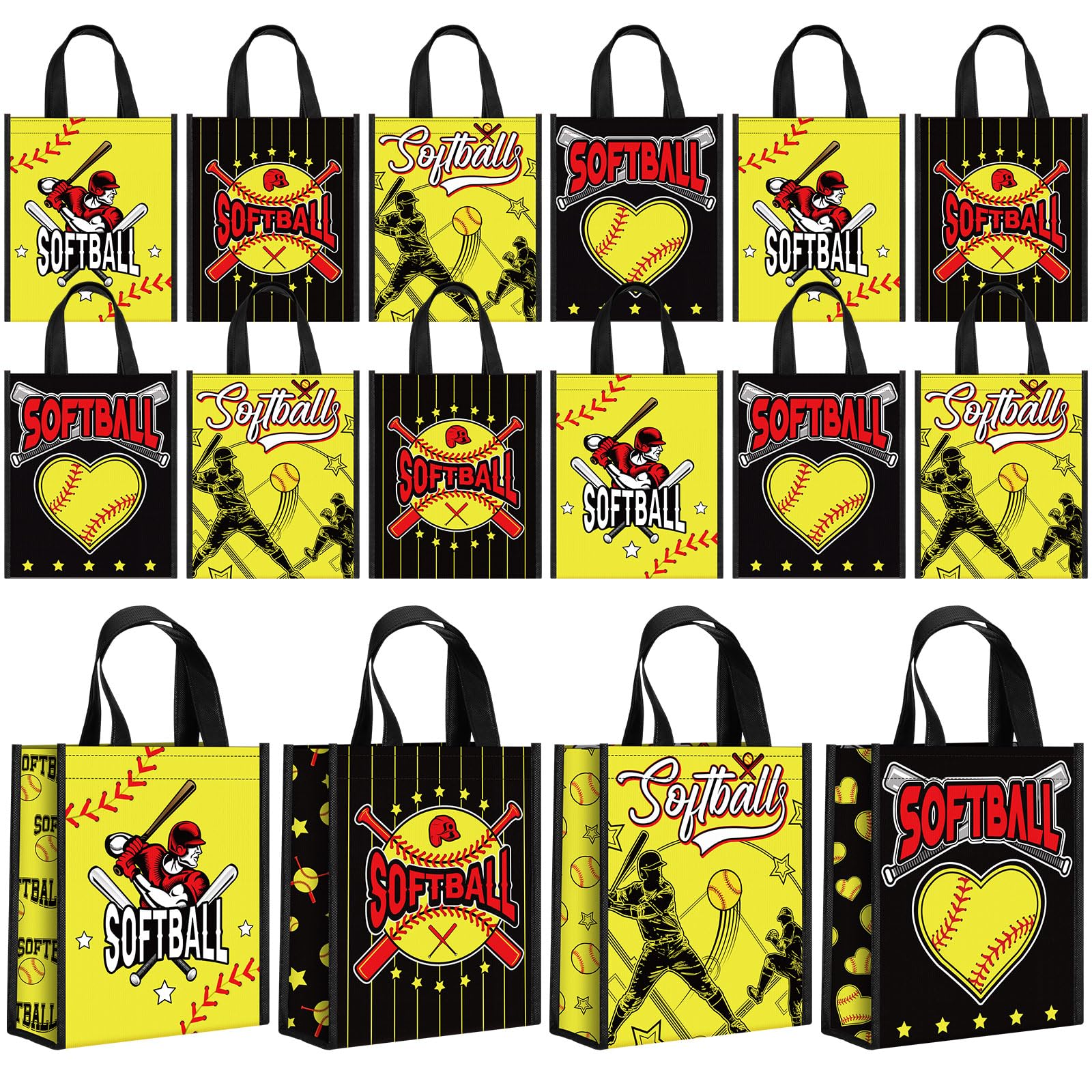 Estune Softball Party Favor Bags Reusable Gift with Handle Non Woven ...