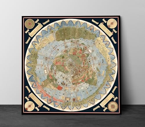 1587 Urbano Monte Map - World Map for Wall - Unframed (23"x23") Flat ...