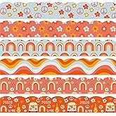 Amazon.com: Whaline 82Ft Boho Bulletin Board Borders Retro Groovy 70s ...