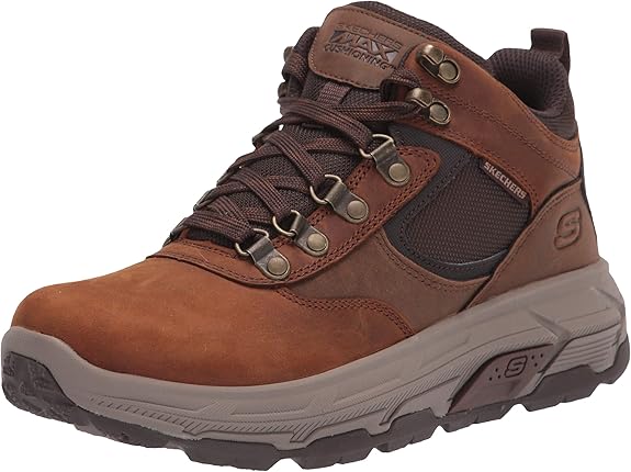 Skechers Mid Top Leather Lace Up, Men's Sneaker, Dark Brown Leather W ...