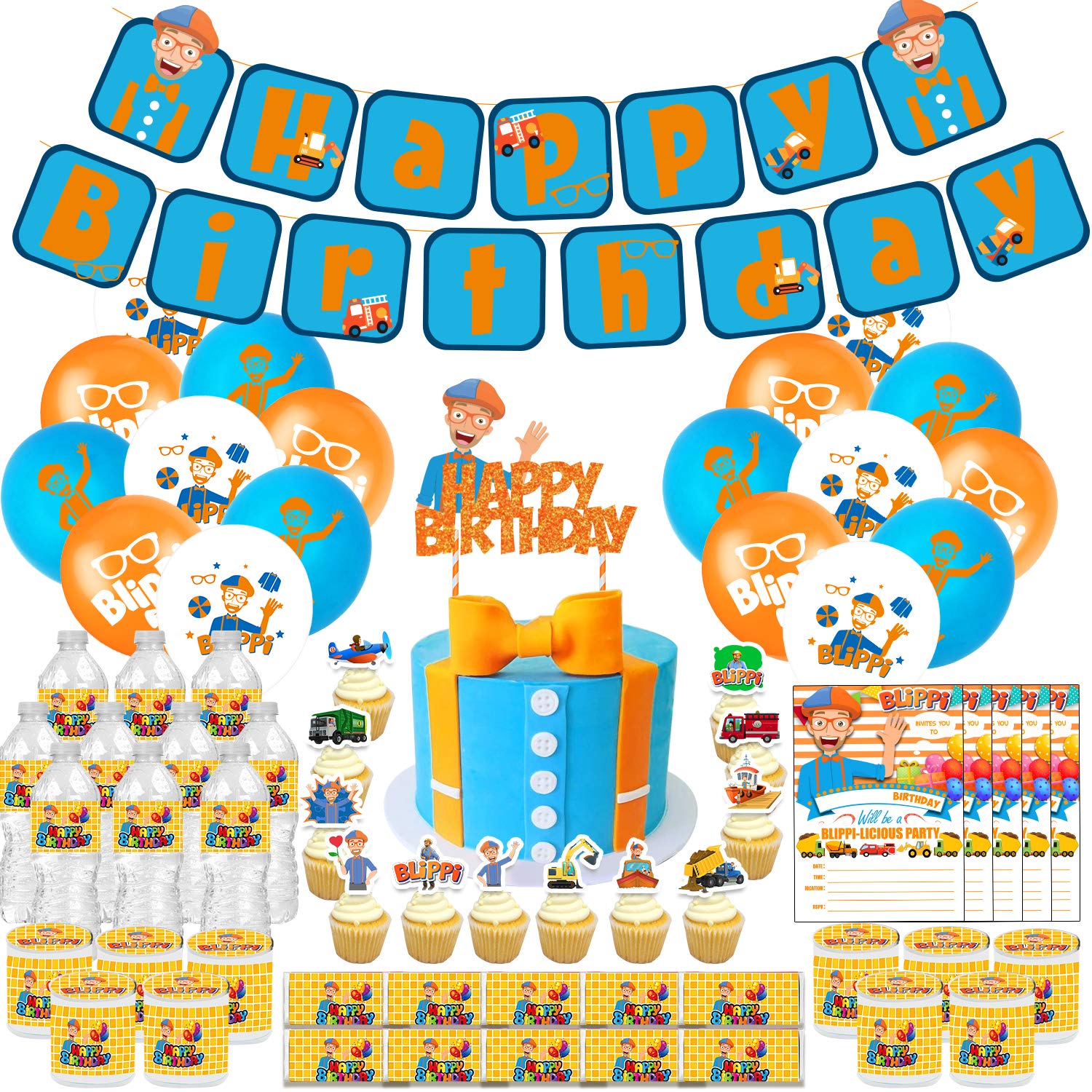 Buy Nelton Birthday Party Supplies For Blippi Includes Banner - Cake ...