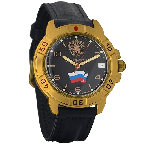 Vostok Komandirskie Russian Emblem and Flag Army Mechanical Mens ...