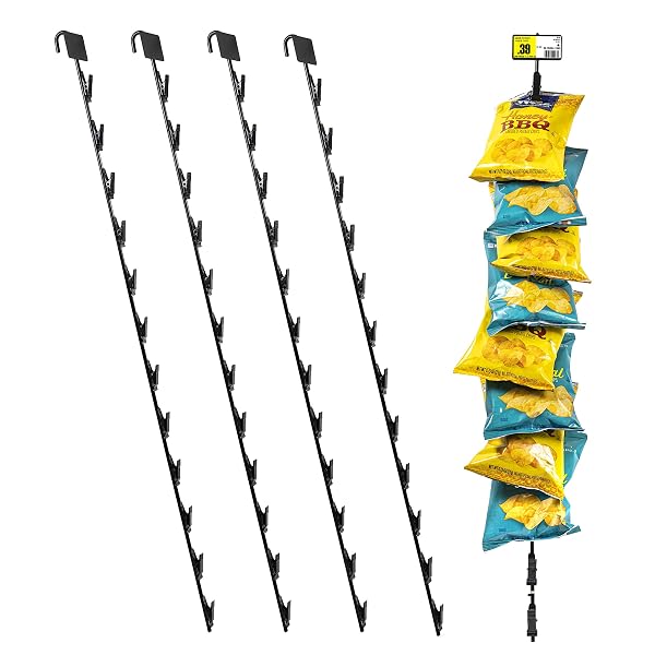 Pack of 4 – 12 Station Hanging Merchandise Strips with Hooks, 31” Metal ...