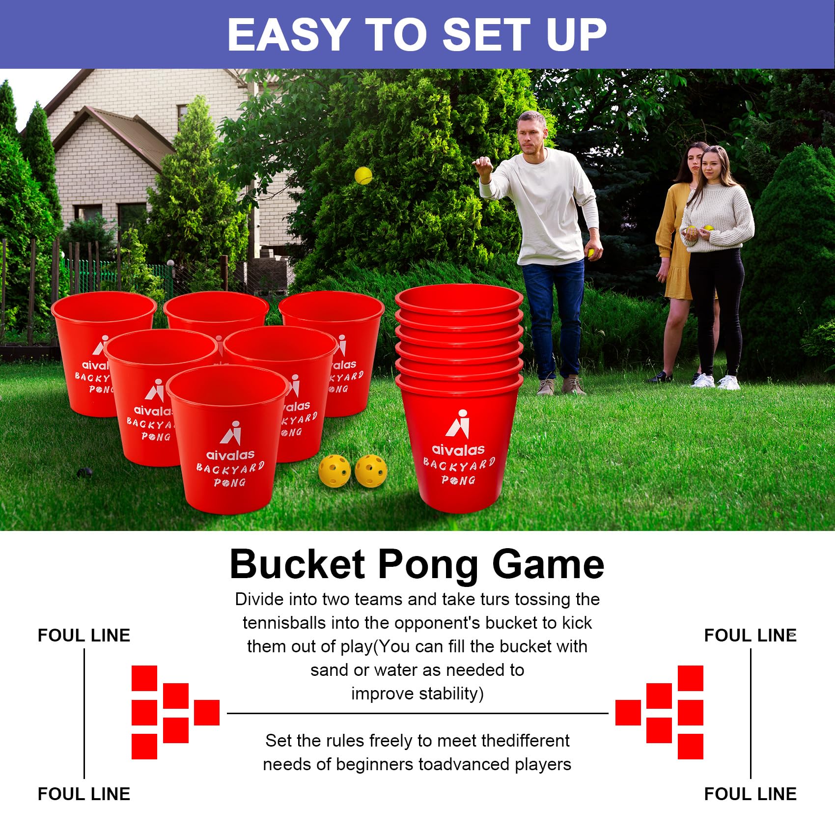 Mua Yard Pong Outdoor Games, Giant Yard Games Set with 12 Buckets and ...