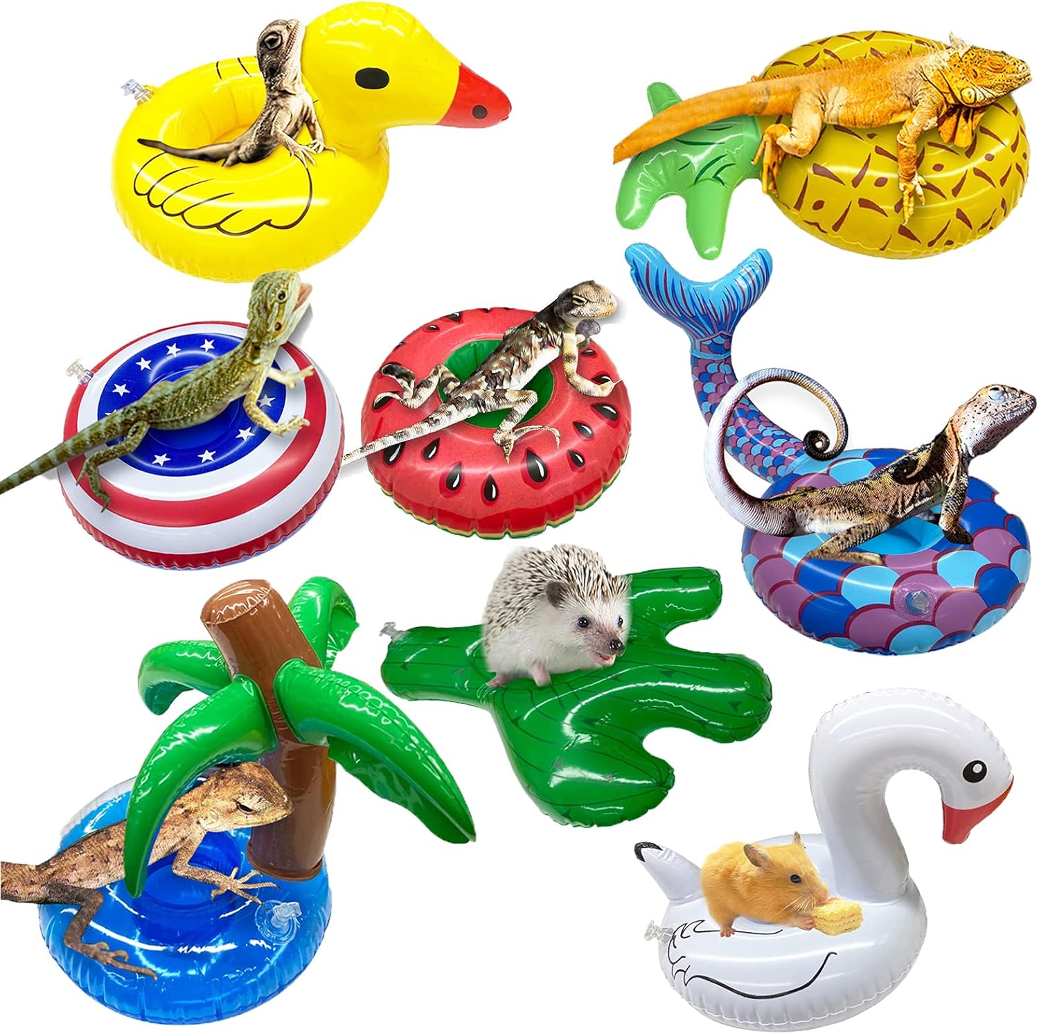 SETHOUS 8 Pack Bearded Dragon Bathe Float Inflatable Bathtub Toy Lizard ...