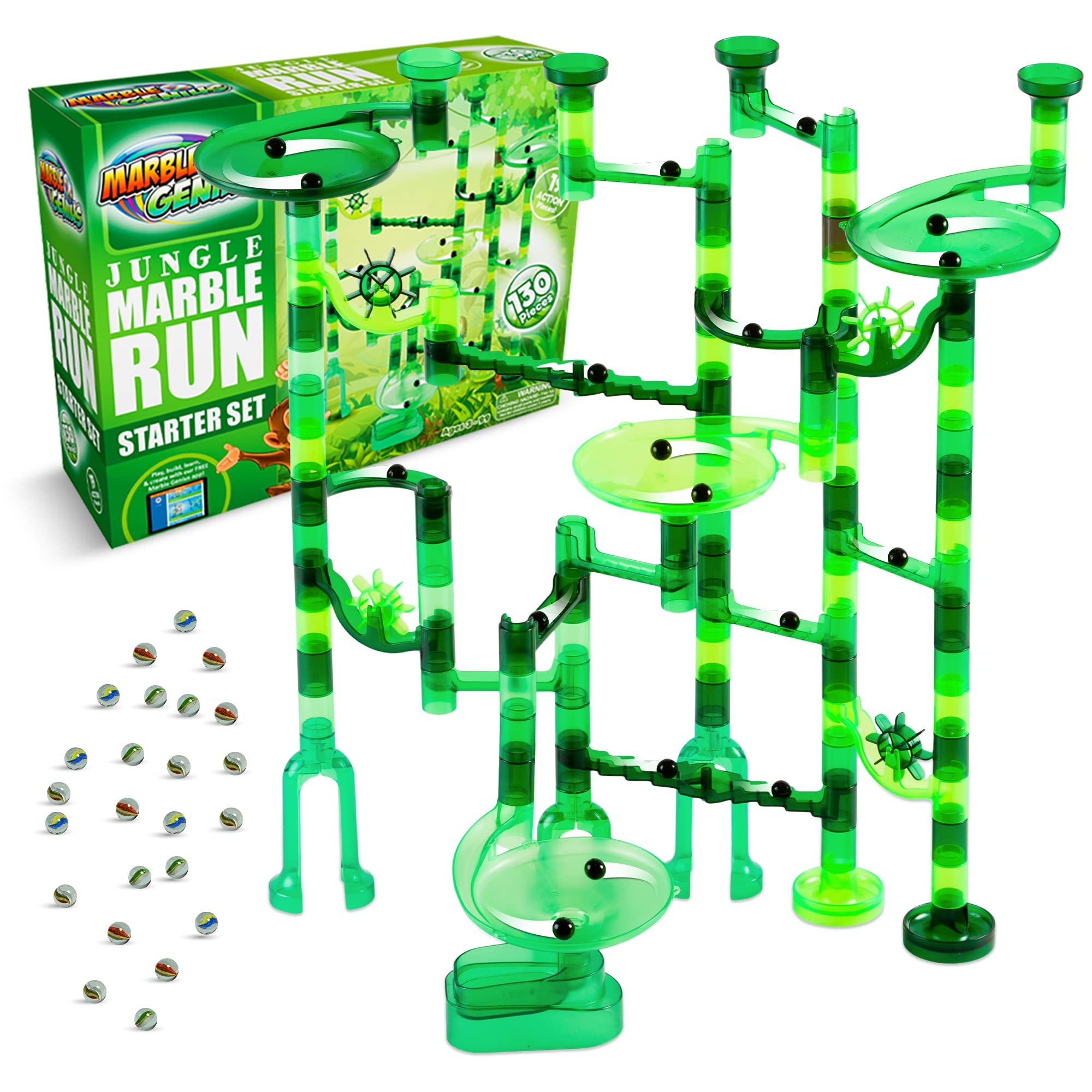 Marble Genius Marble Run Starter Set STEM Toy for Kids Ages 4-12 - 130 ...