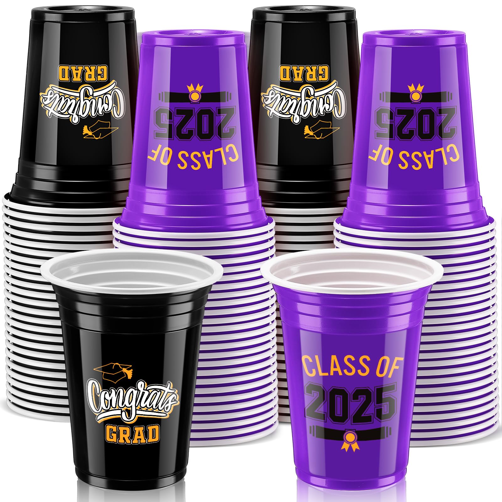 Sliner 60 Pieces Plastic Graduation Cups, 12oz Disposable Party ...