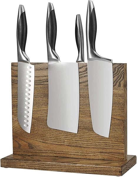 Double Side Magnetic Knife Block Sets,Solid Wood Magnetic Knives Board ...
