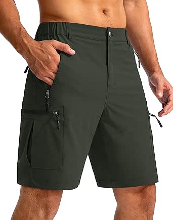 Pudolla Men's Hiking Cargo Shorts 9" Lightweight Outdoor Work Shorts ...