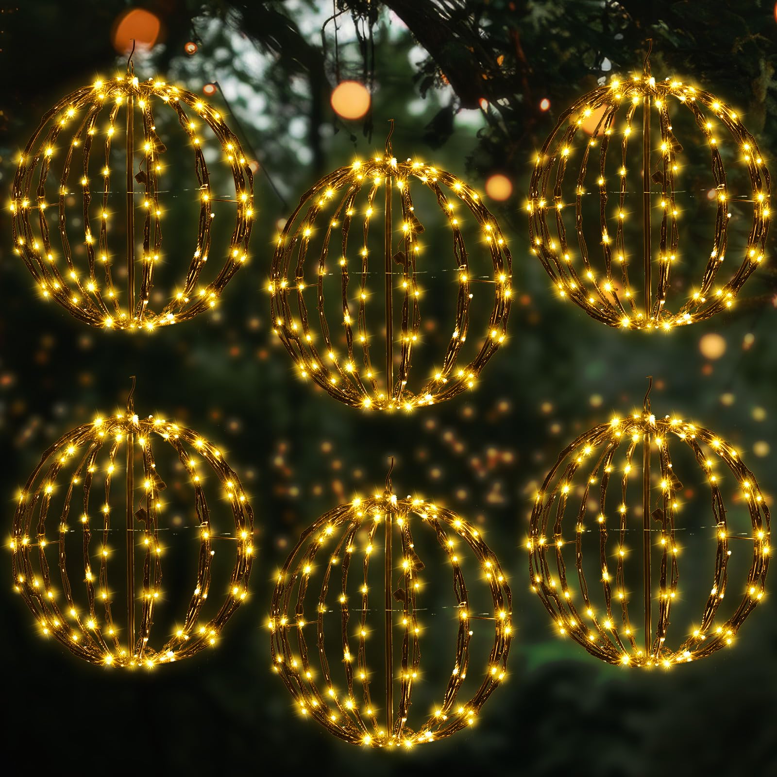 Zhengmy 6 Pcs Christmas LED Lighted Balls 12'' Large Outdoor Hanging ...