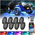 Amazon.com: 8 Pods RGB LED Alloy Rock Lights for Trucks Jeep ATV UTV Golf Cart RZR SXS Offroad ...