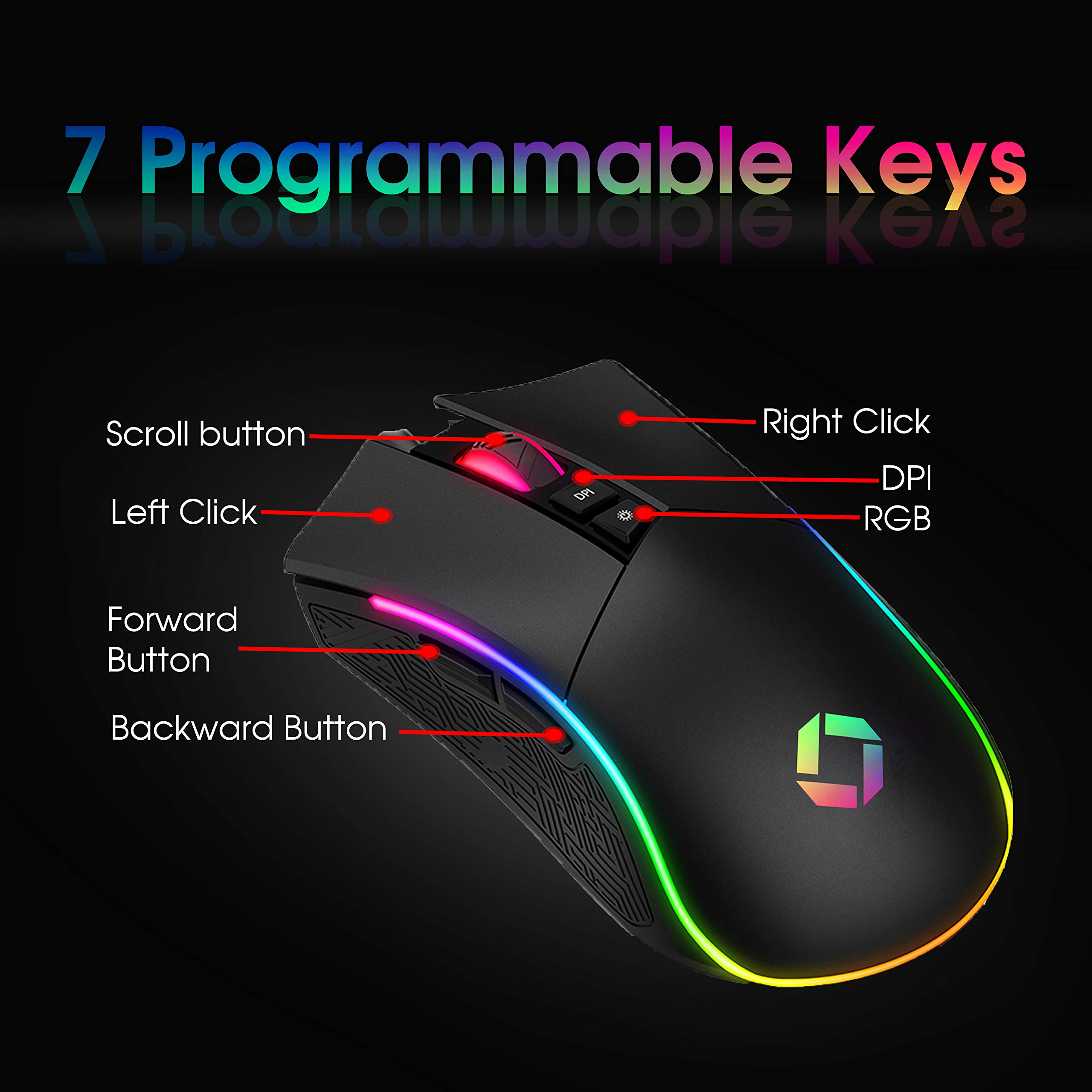 CHIPTRONEX Alpha X Wired RGB Gaming Mouse with 7 Button and 6400 DPI ...