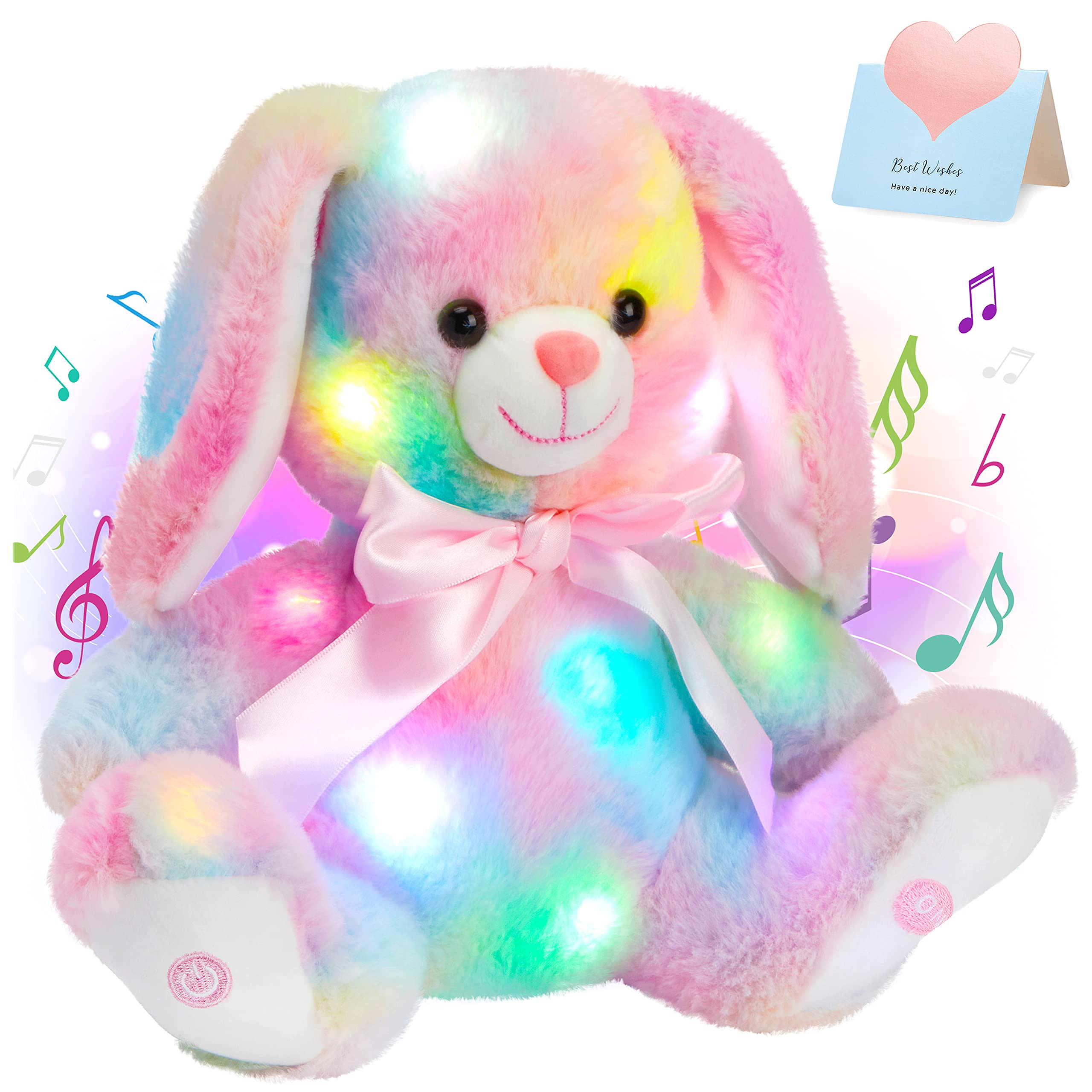 Glow Guards 10'' Easter Light up Musical Bunny Stuffed Animal Rainbow ...