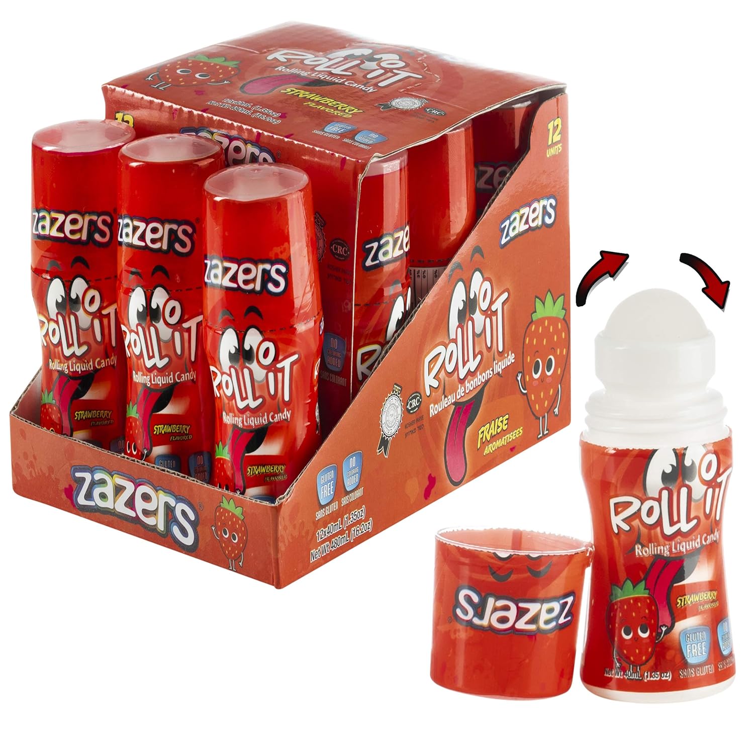 Amazon.com : Strawberry Flavored Sour Rolling Liquid Candy - 12 Pack of ...