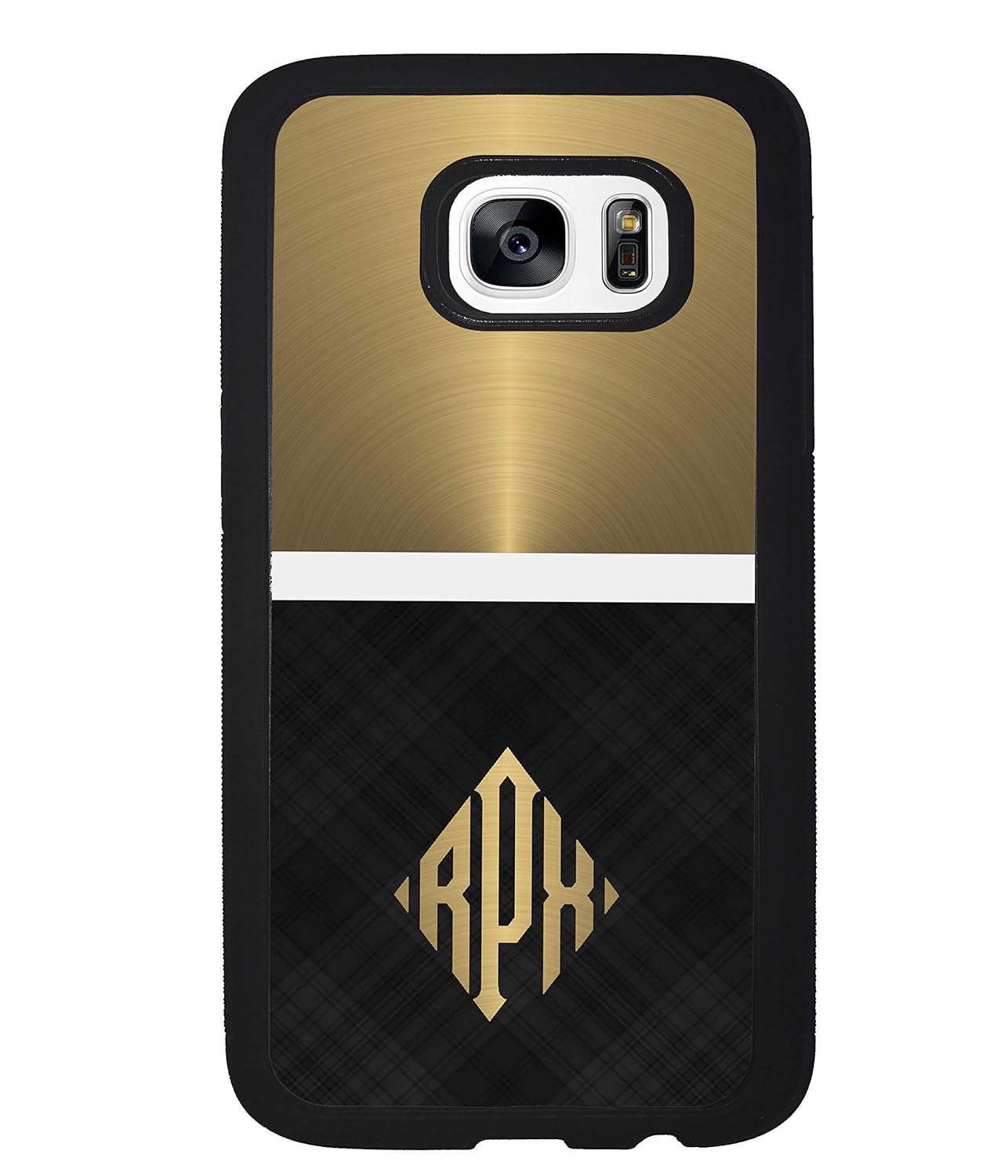 Amazon.com: Gold Personalized Personalized Monogram Black Rubber Phone ...