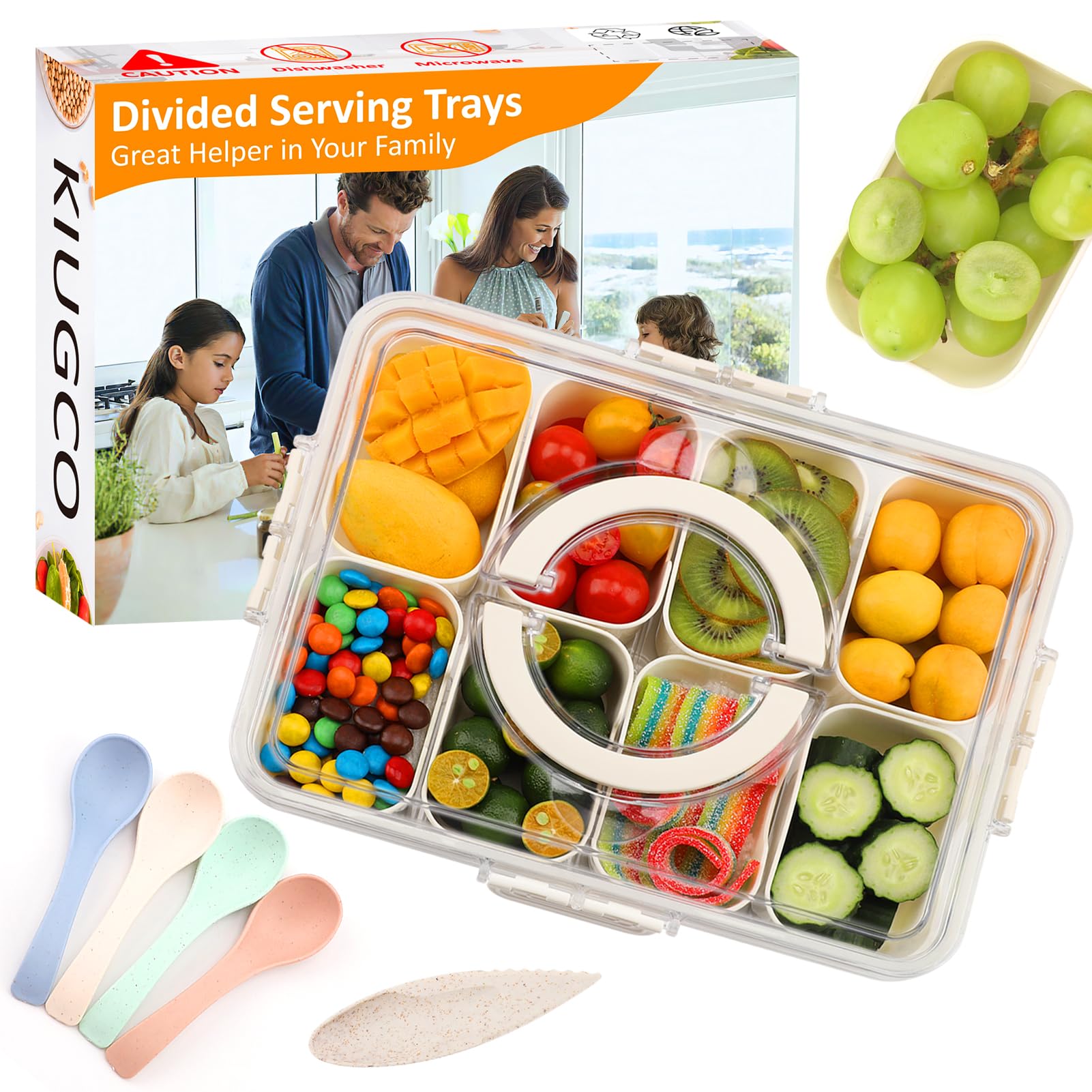 Snackle Box Container with Eco-friendly Spoons- Portable Divided ...