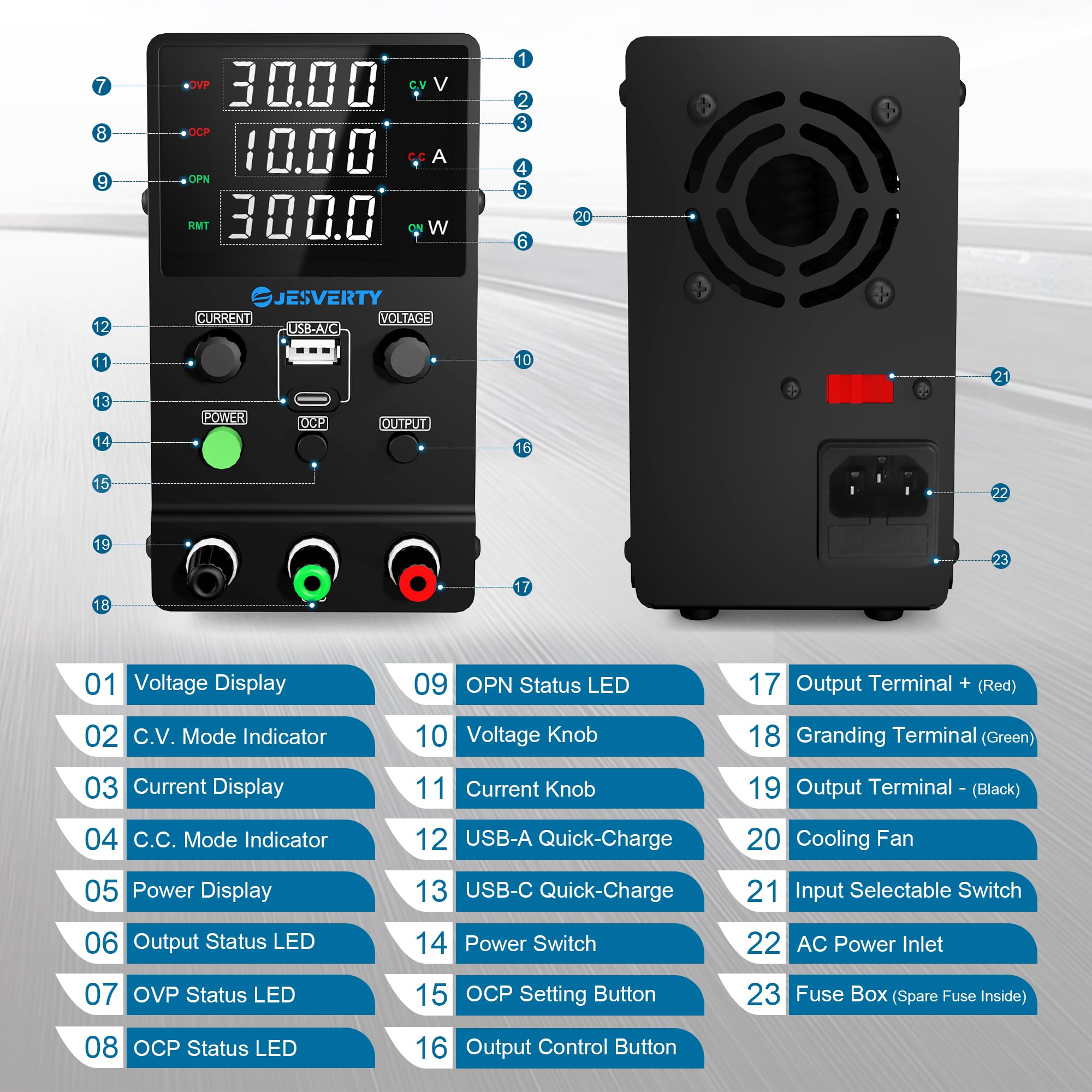 Mua DC Power Supply Variable, 0-30V 0-10A Adjustable Switching DC Regulated Bench Power Supply ...