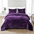 Amazon.com: Fredsure Distressed Velvet Quilt Set, 2 Pieces Purple Twin ...