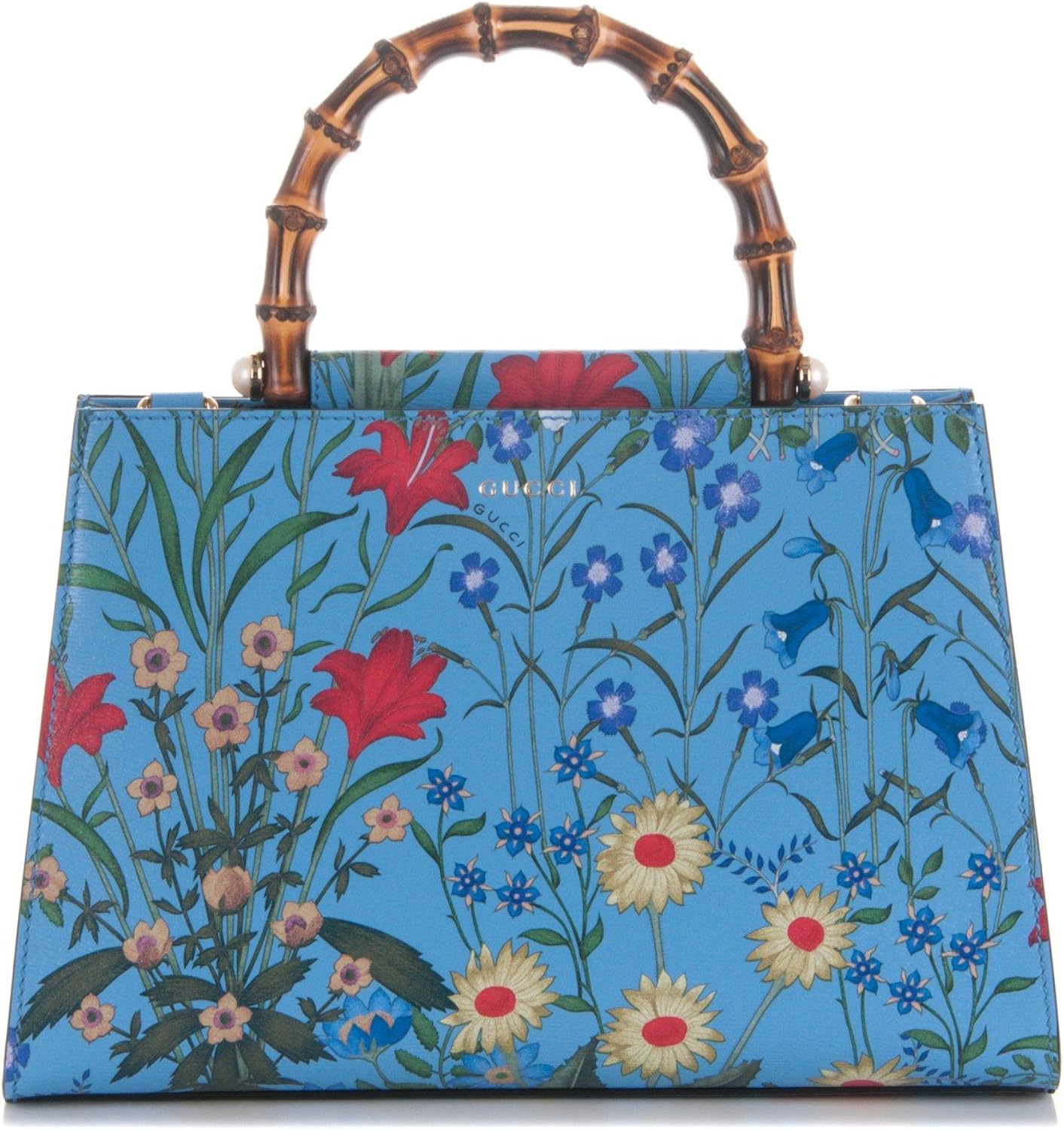 Gucci Flora Azure Medium Floral Handbag Italy Bag Handbag Flower Bamboo ...
