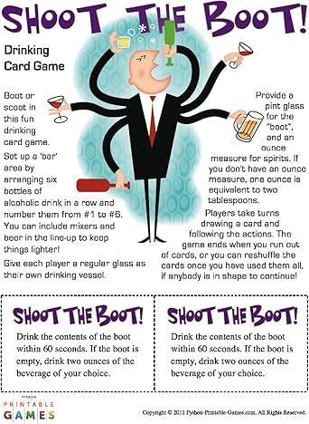 Amazon.com: Shoot the Boot Printable Drinking Card Game for Mac ...