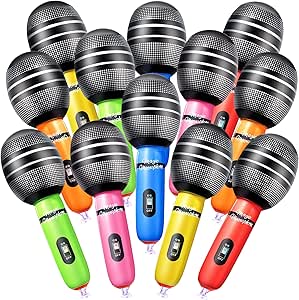 30 Pieces Inflatable Microphones Blow up Microphone Assorted Colors ...