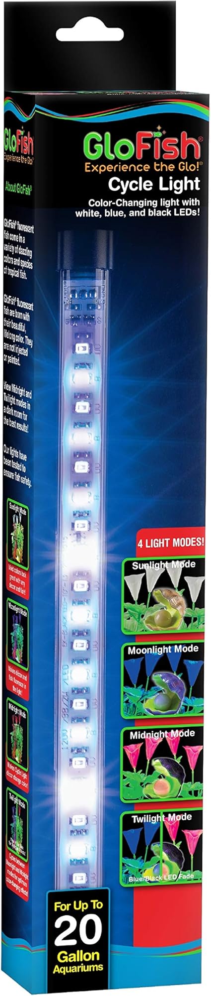 GloFish Cycle Light, 1 Count, for Aquariums Up to 20 Gallons, 4 Modes ...