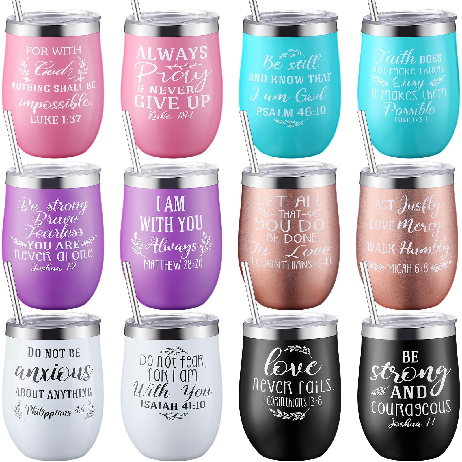 Suttmin 12 Pieces 12 oz Christian Gifts for Women Inspirational ...