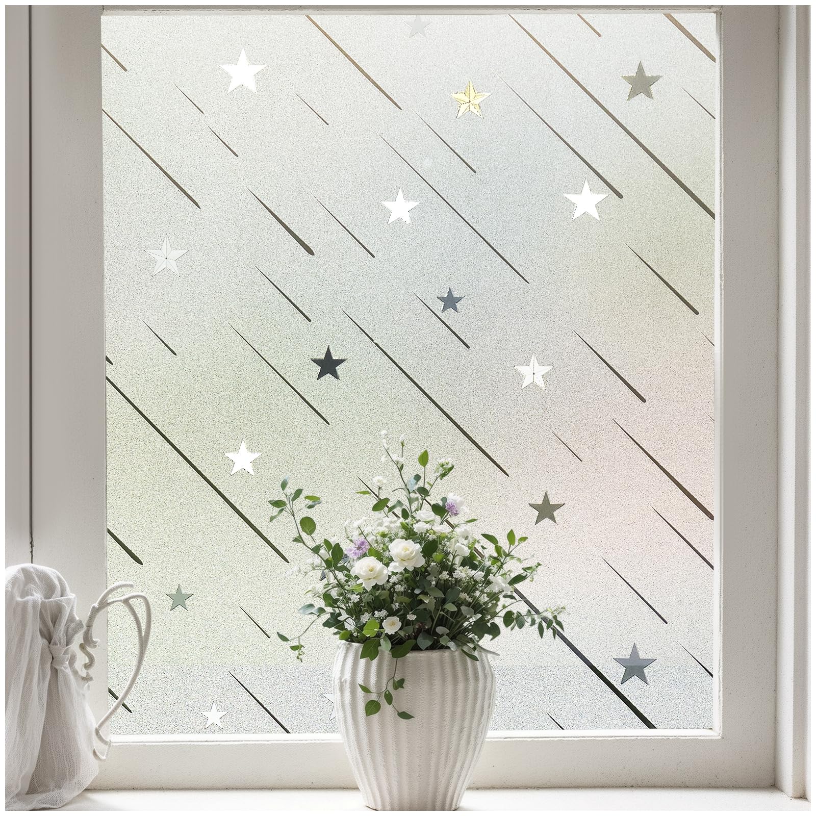 Coavas Window Privacy Film Frosted Glass Window Static Cling Decorative ...