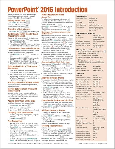 Microsoft PowerPoint 2016 Introduction Quick Reference Guide - Windows ...