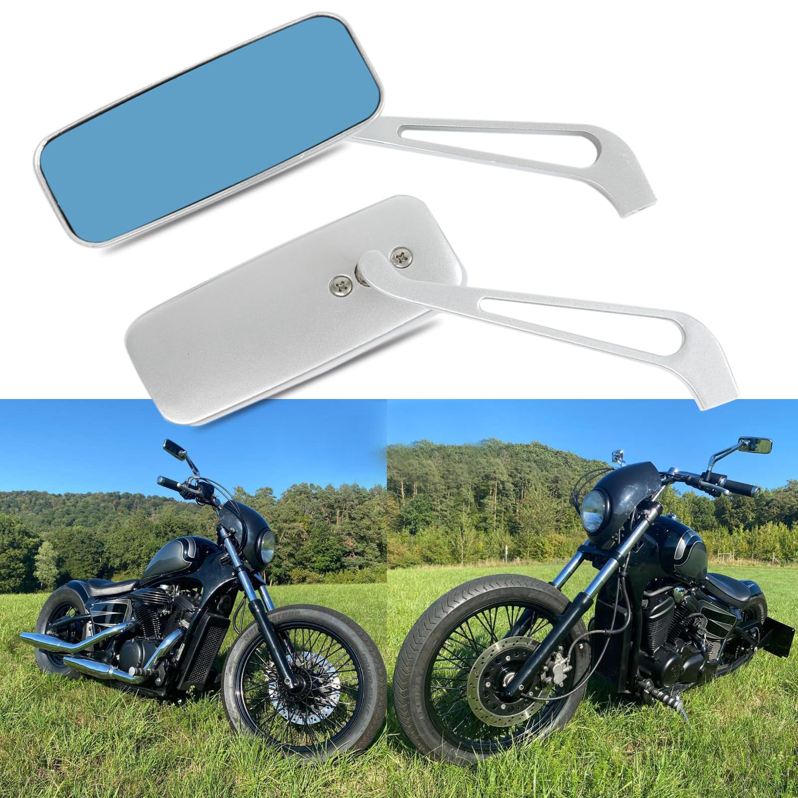 Mua Devilmotor Black Rectangle Motorcycle Bobber Mirrors for Cruiser ...