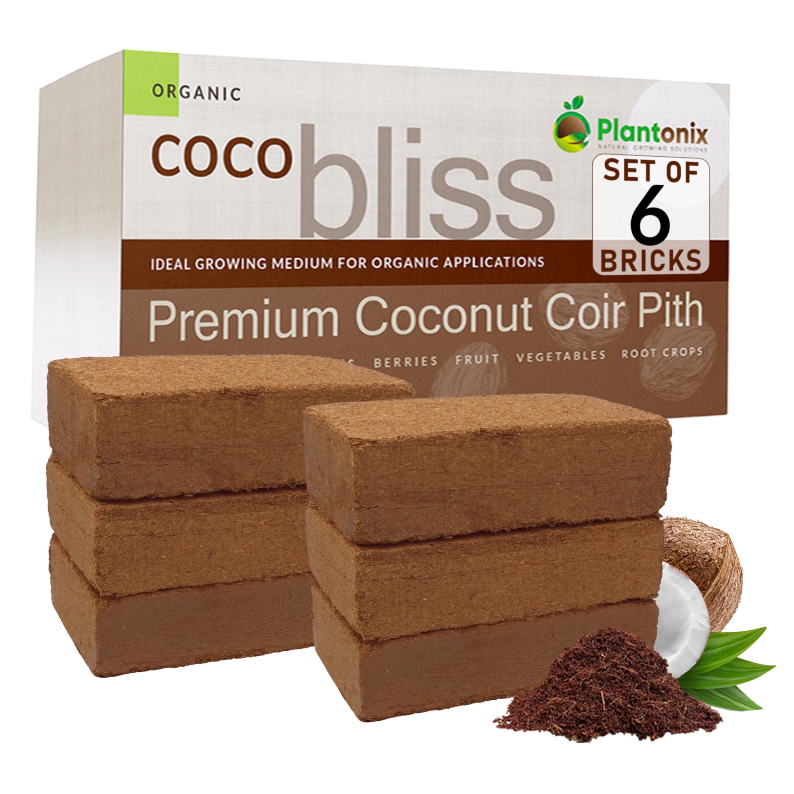 Coco Bliss 650gm Bricks (6-Pack) - Organic Coco Coir for Plants - OMRI ...