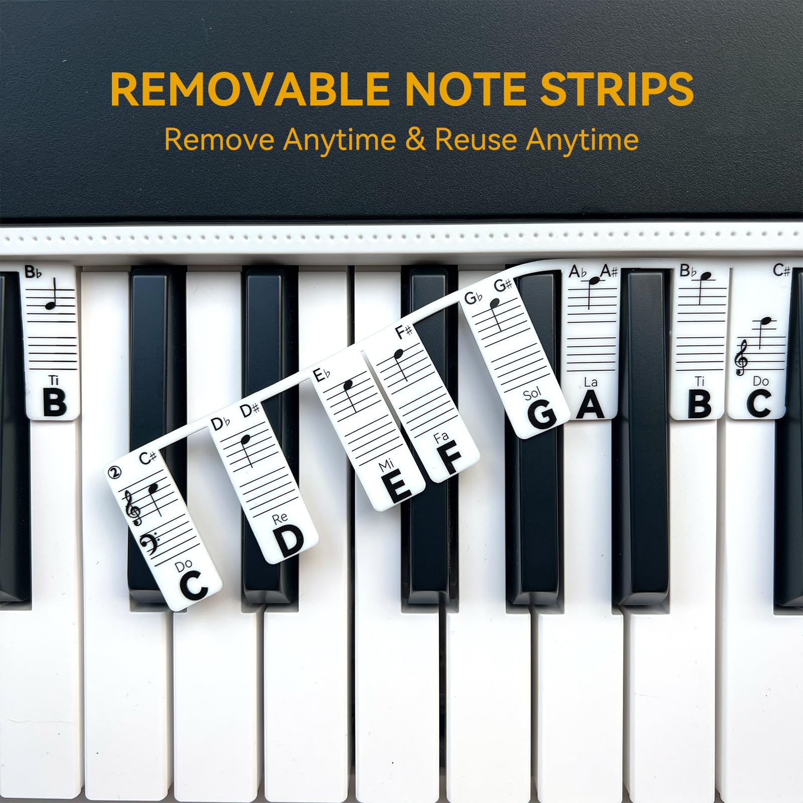 Mua Piano Note Strips with Solfege (Do Re Mi…), Fit 61/54/49 Key Piano ...
